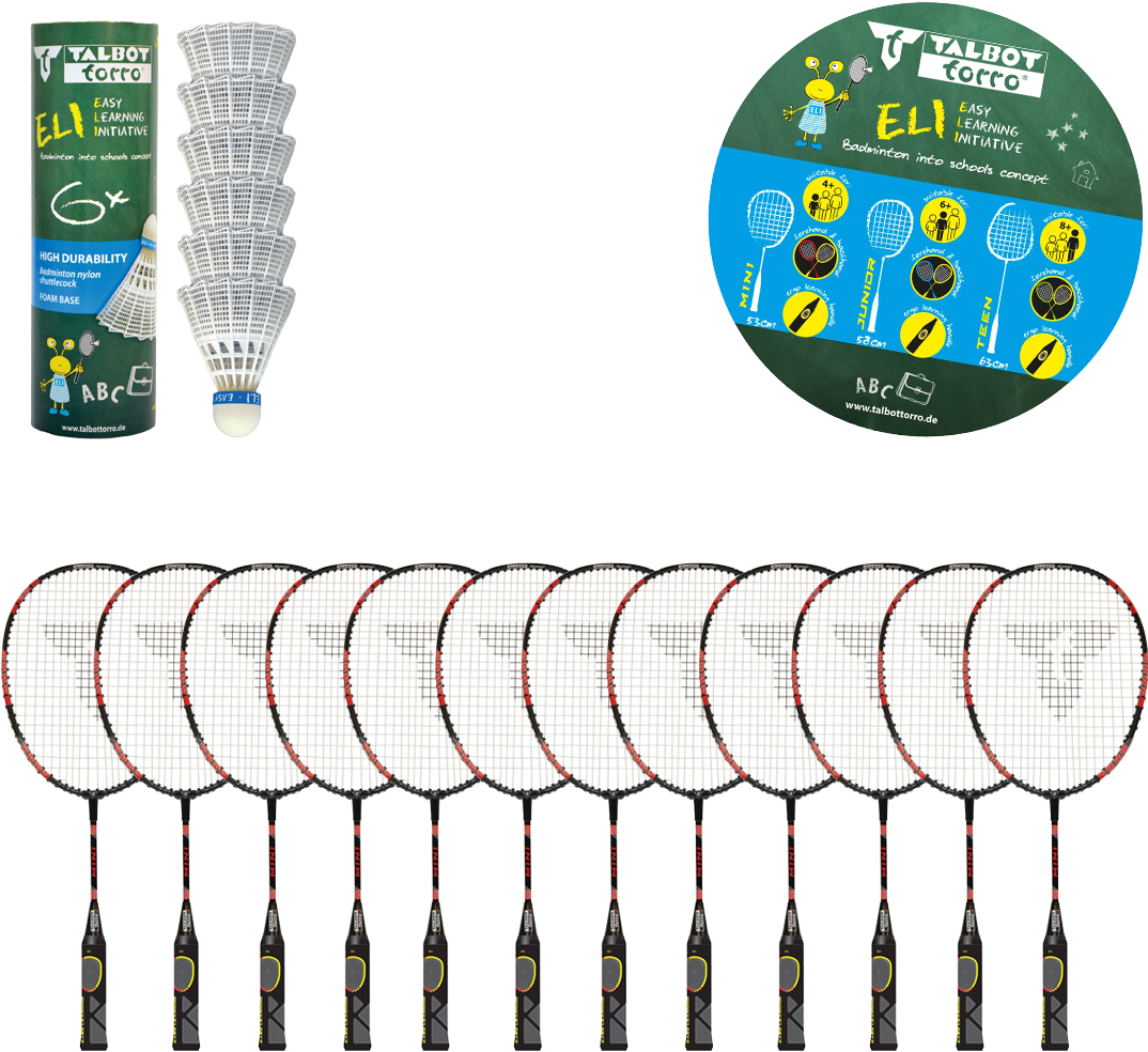 Talbot Torro - Badmintonracket - Eli - Set van 12 - Mini MDsport