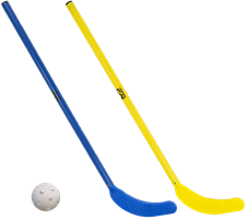 MDsport - Unihockeystick - Kort - Set - 2 sticks + 1 bal - Blauw / Geel ...