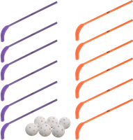 MDsport - Unihockeystick - kort - basis - set van 12 - Oranje / Paars ...